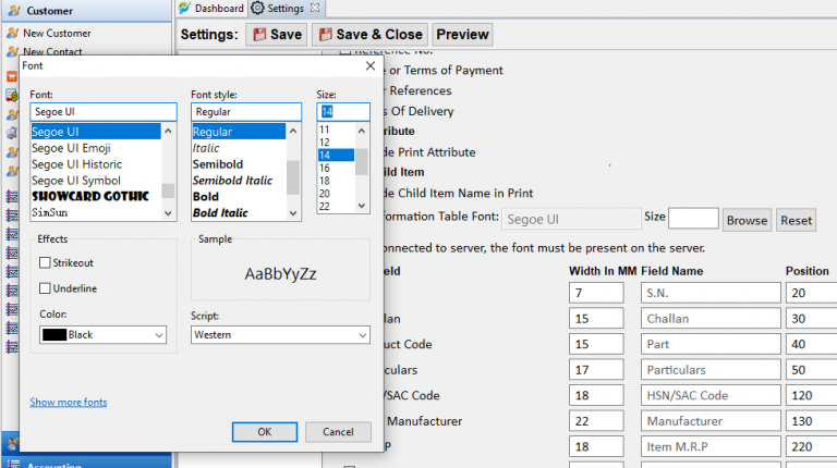 How to increase the font size for entire columns in Invoice? | Innoventry Software